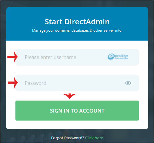 How to login to DirectAdmin? - Knowledgebase - Prestige Technologies